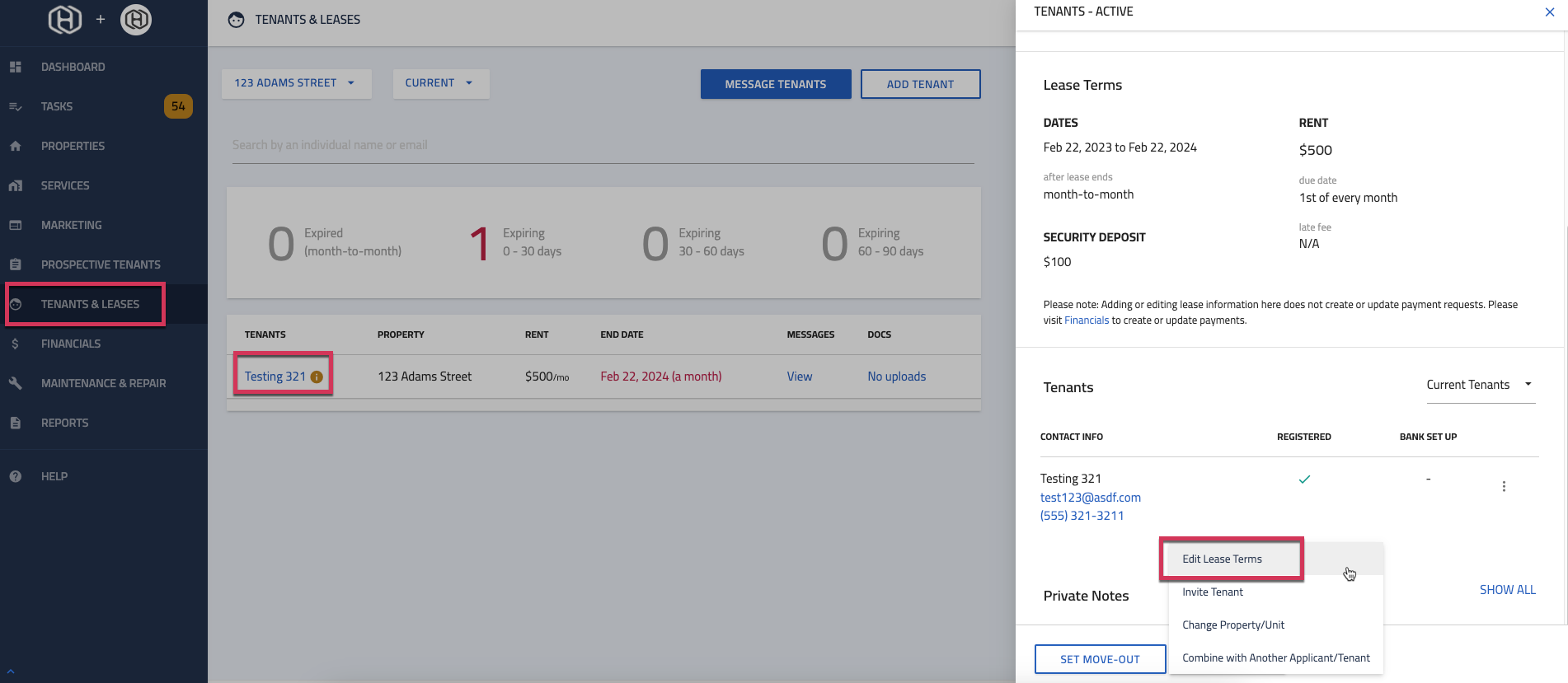 How do I update a lease or lease terms? – Hemlane Support Center