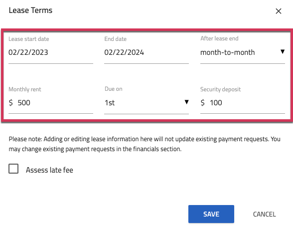 How do I update a lease or lease terms? – Hemlane Support Center