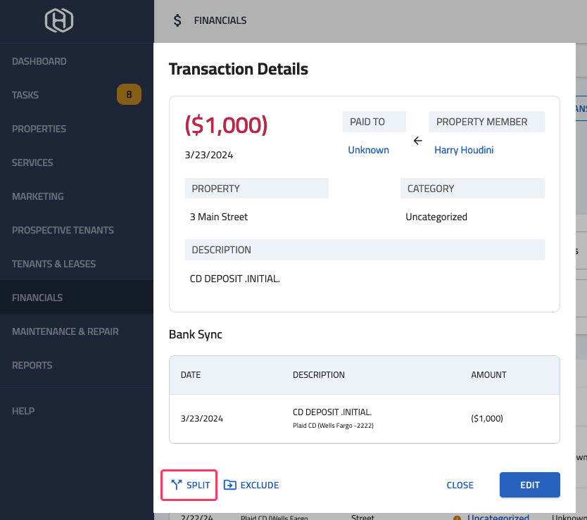 How do I split a transaction into one or more transactions? – Hemlane Support Center