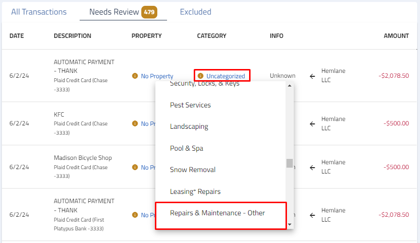 How do I assign a category to a transaction? – Hemlane Support Center