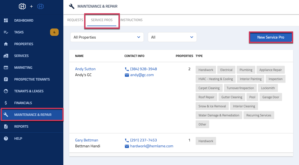 How do I add service professionals (vendors)? – Hemlane Support Center