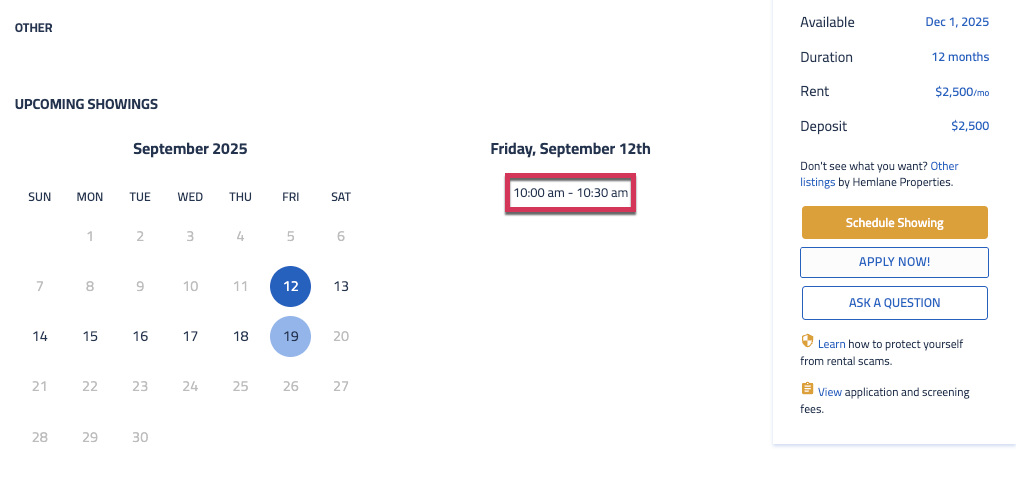 How do I schedule a property showing or get more information about a ...